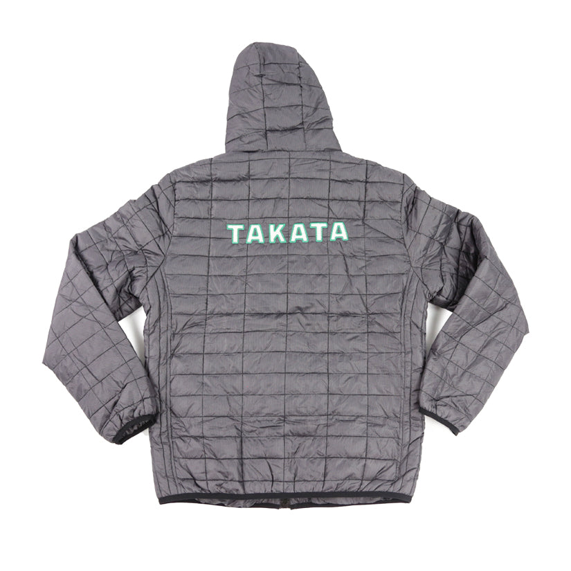 Official Takata Grey Zip-Up Puffer Jacket with Embroidered Logo - Larg ...